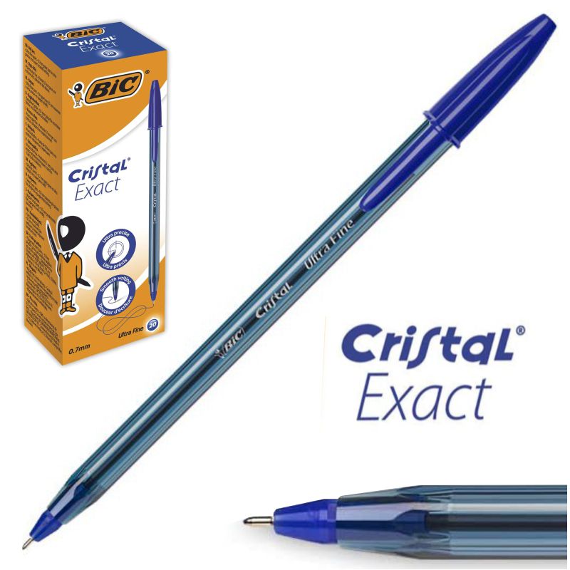 Bolígrafo Bic Cristal Exact Ultra Fine, azul, Mercamaterial.